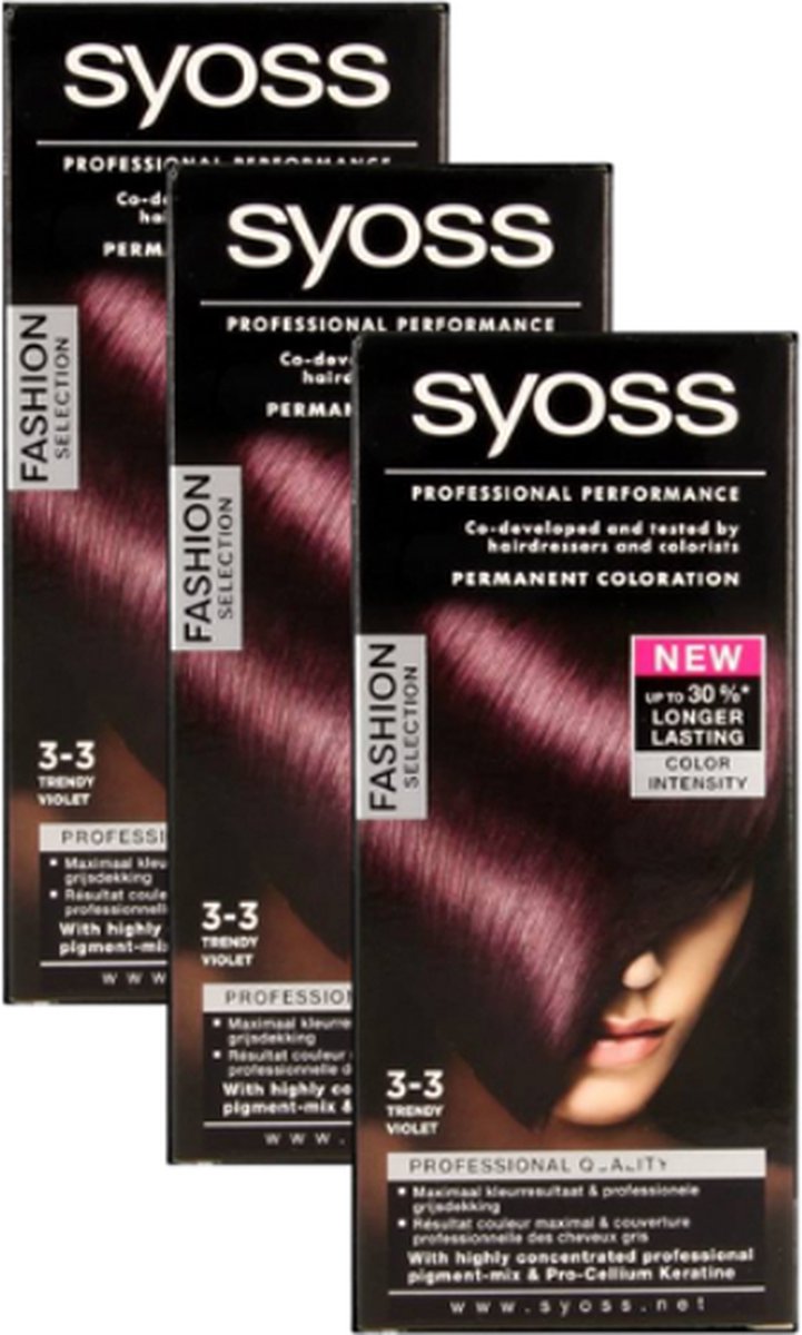 Syoss Colors 3-3 Trendy Violet Haarverf - 3 Stuks - Voordeelverpakking | bol