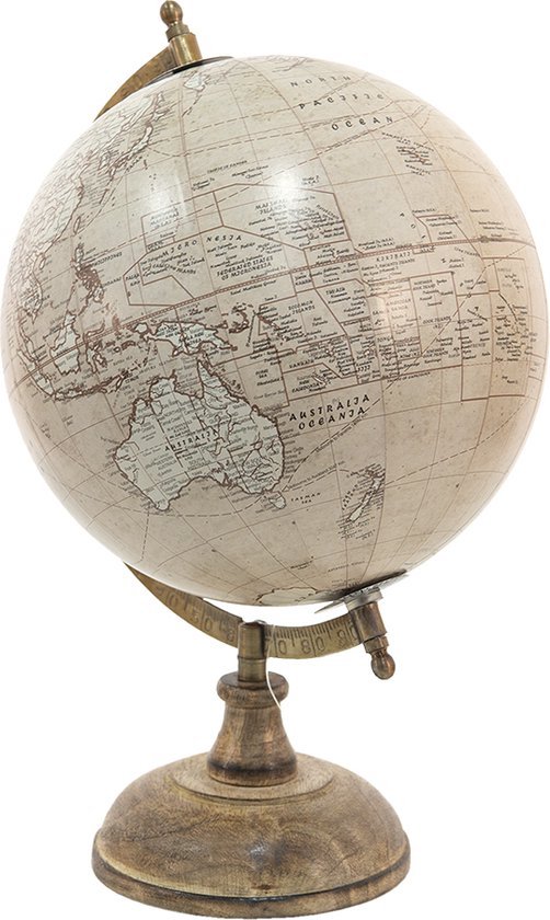 Wereldbol Decoratie 22*22*33 cm Beige Hout, Metaal Globe Aardbol ...