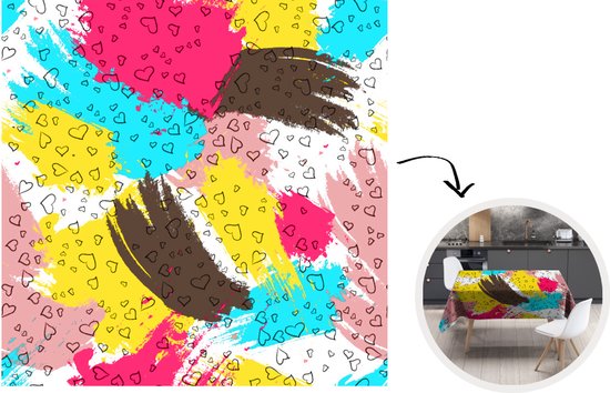 Tafelkleed - Tafellaken - 120x120 cm - Design - Hart - Verf - Kleuren ...