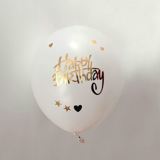 Happy Birthday - Ballon sticker Goud (10 stuks) | bol.com