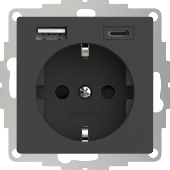 2USB inChargePRO USB AC stopcontact 15W 3A Antraciet | bol.com