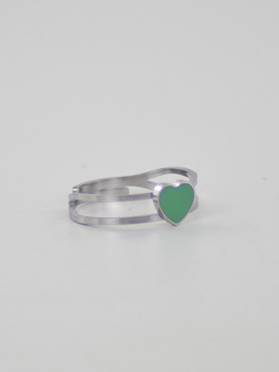 Ring met groen hartje - zilver | bol.com