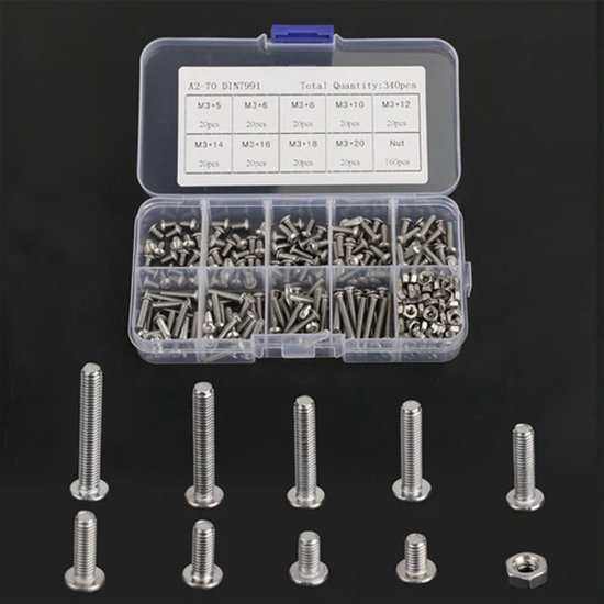 304 rvs M3 bollekop inbus assortiment doos 340 stuks Hexagon | bol