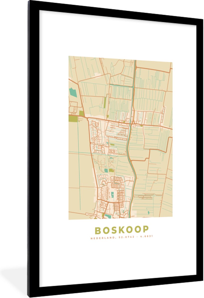 Fotolijst incl. Poster - Boskoop - Kaart - Plattegrond - Nederland ...