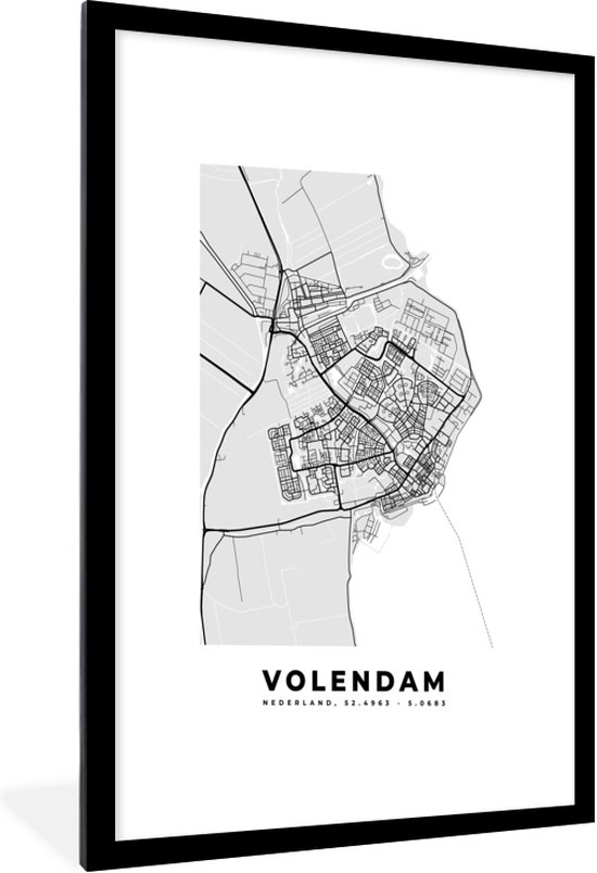 Fotolijst incl. Poster - Volendam - Plattegrond - Kaart - Stadskaart ...