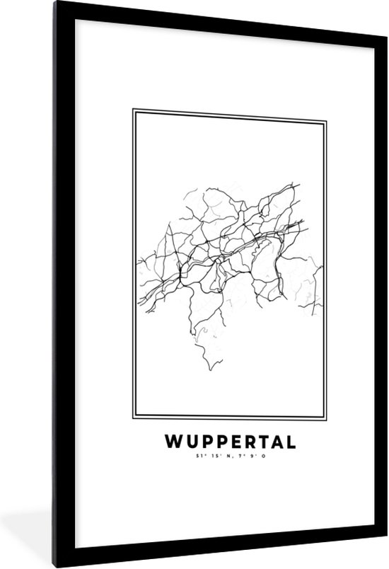 Fotolijst incl. Poster Zwart Wit- Zwart Wit – Duitsland – Plattegrond ...