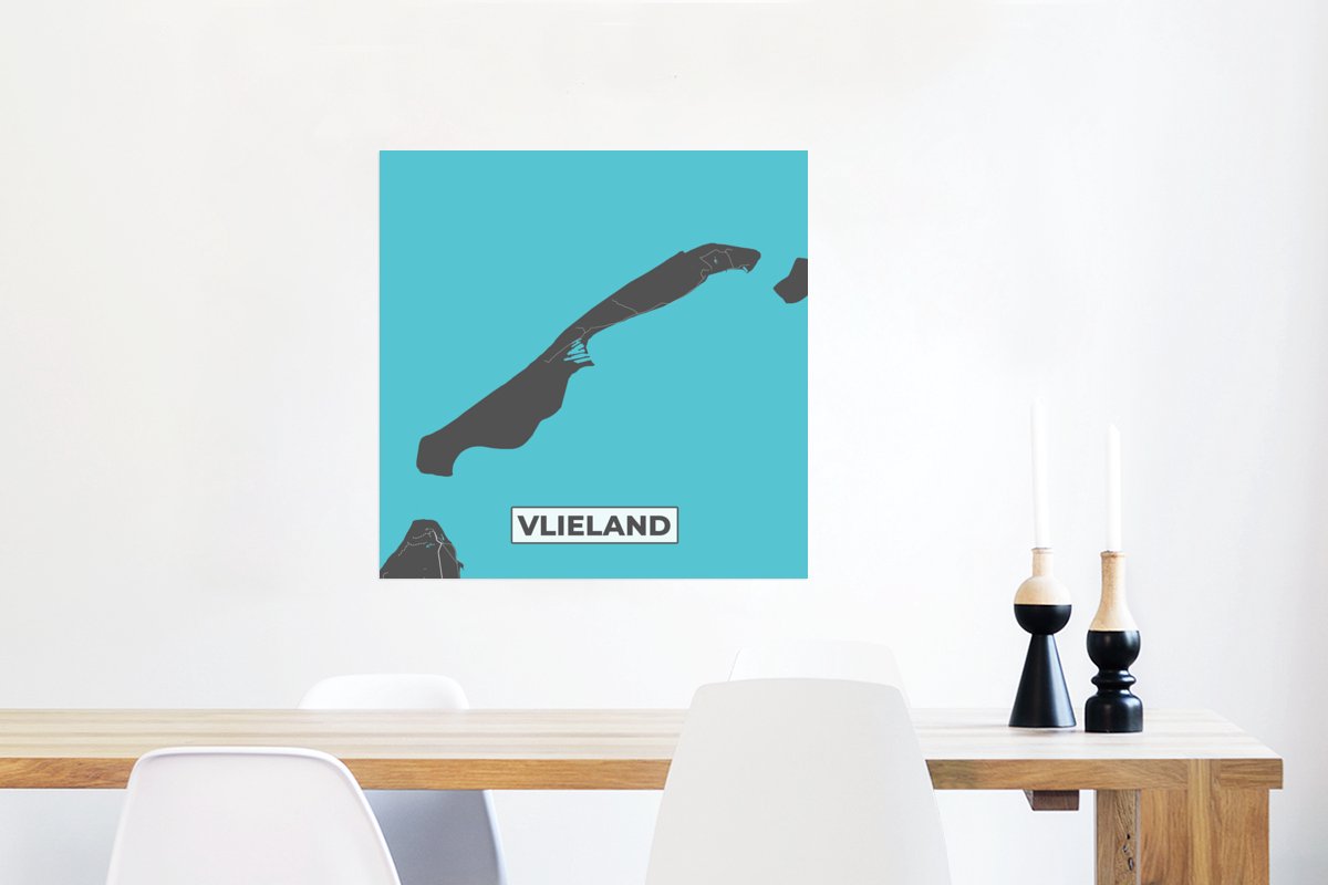 Poster Kaart - Vlieland - Eiland - Stadskaart - Plattegrond - 50x50 cm ...