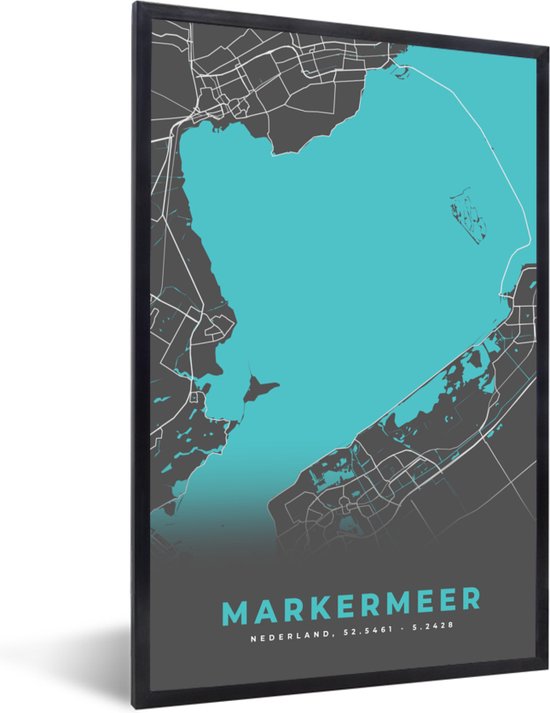 Fotolijst incl. Poster - Stadskaart - Markermeer - Kaart - Meer ...