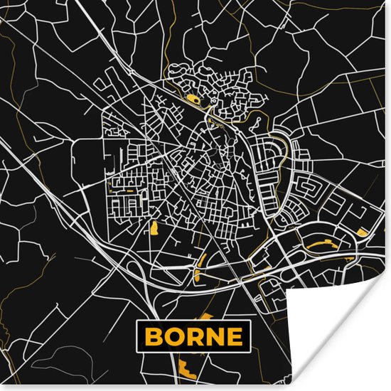 Poster Borne - Black and Gold - Stadskaart - Kaart - Plattegrond ...