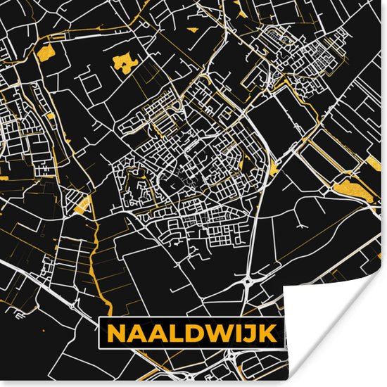 Poster Naaldwijk - Stadskaart - Goud - Plattegrond - Kaart - Nederland ...