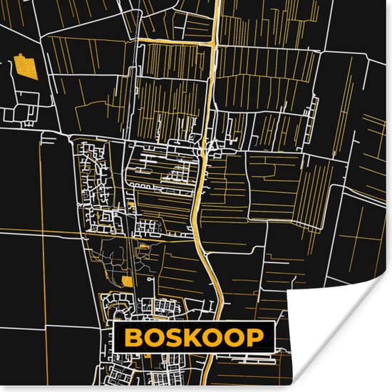 Poster Plattegrond - Goud - Boskoop - Kaart - Stadskaart - 30x30 cm ...