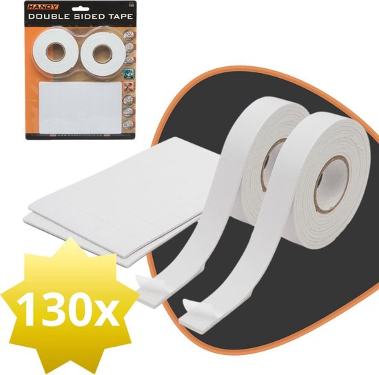 Handy - Dubbelzijdig Tape Extra Sterk - 130 delig - Montagetape - Dubbelzijdig Plakband | bol.com