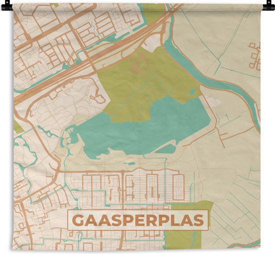 Wandkleed - Wanddoek - Vintage - Gaasperplas - Stadskaart - Kaart ...
