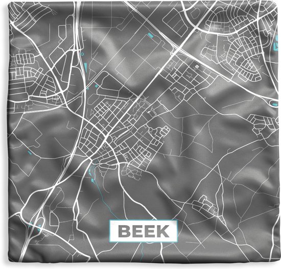 Kussenhoes 60x60 cm - Beek - Blauw - Plattegrond - Stadskaart - Kaart ...