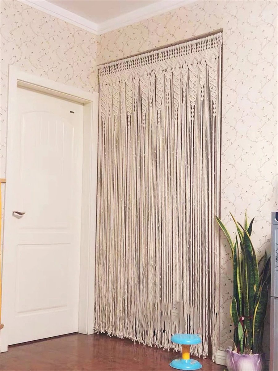 Macrame - Deurgordijn - Hand Geweven - Macramé - Katoen - Deur Gordijn ...