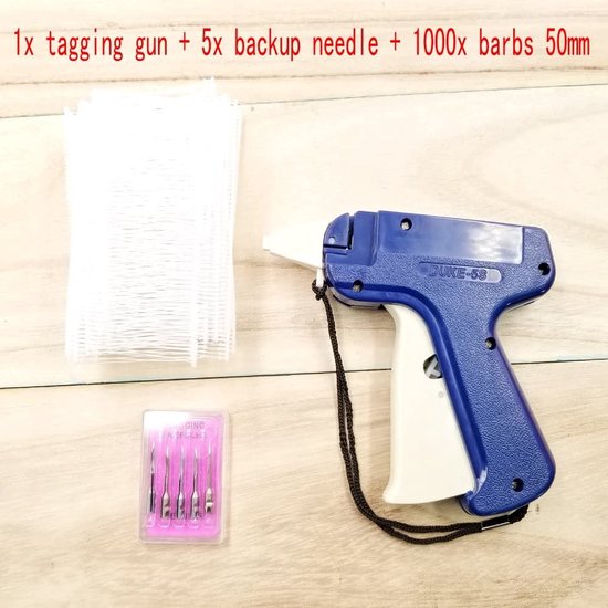 1 Blauwe kleding tagging pistool en veiligheidskap + 5 reserve stalen ...