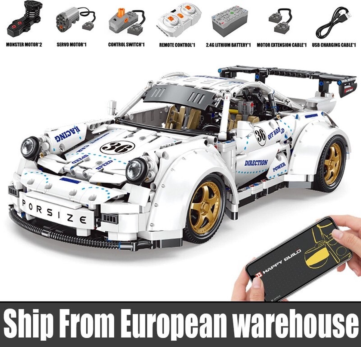 brickparts.nl - QC016 High-Tech RC Auto De Widebody Super Race Auto ...