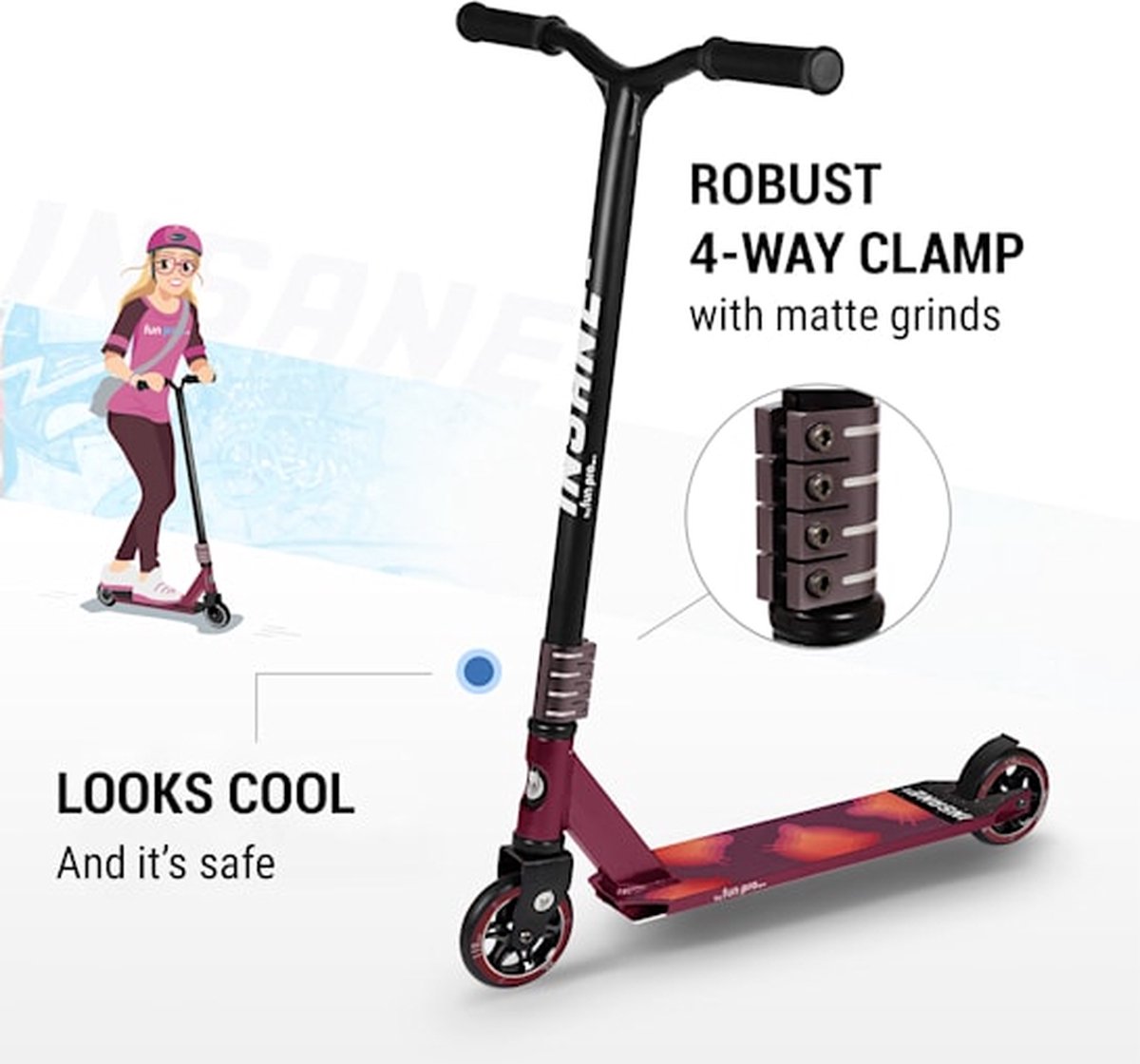 funpro Insane² stuntscooter - voor kinderen en volwassenen - HIC ...