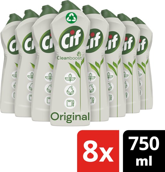 Cif CleanBoost Cream Original Schuurmiddel - 8 x 750 ml ...