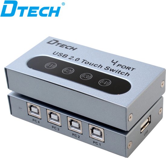 NÖRDIC USB-SW4 USB-A naar USB-B Switch - 4 naar 1 - 1 Stuk - Grijs ...