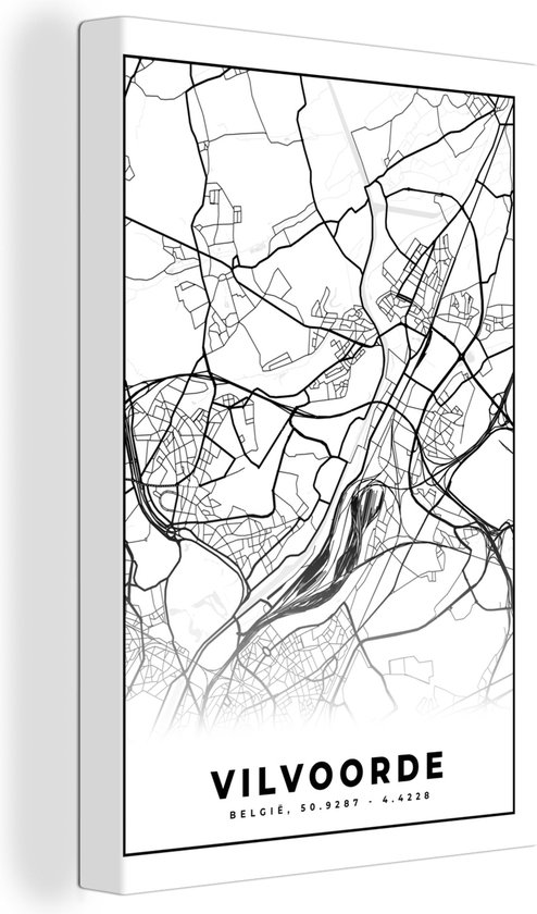 Toile Peinture City Map – Carte – België – Zwart Wit – Vilvoorde ...