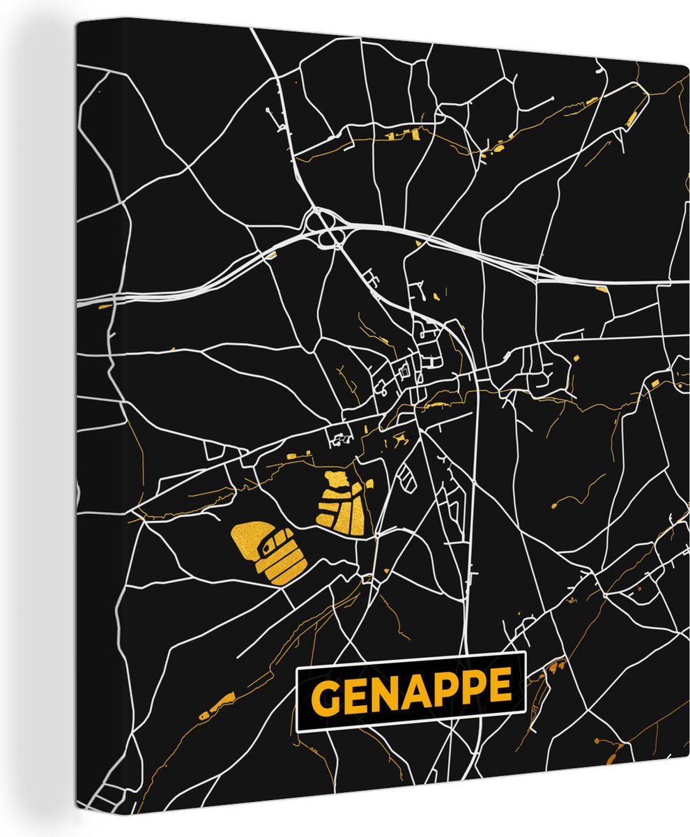 Tableau Peinture Genappe - Carte - Carte - Or - Plan de Ville - 20x20 ...