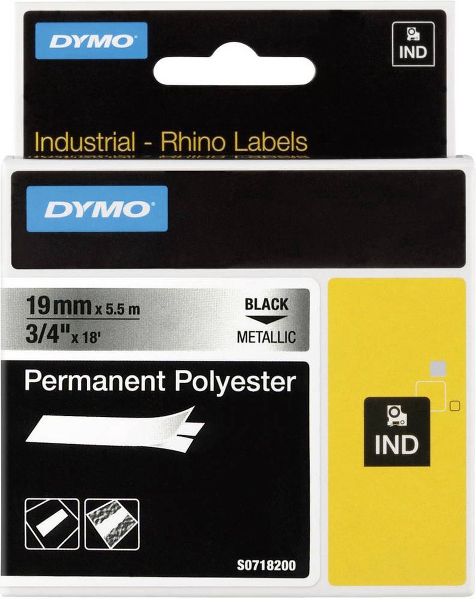 DYMO 19mm RHINO Permanent Polyester ruban d'étiquette D1 | bol.com