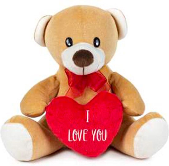 Teddybeer - I Love You Knuffel - Beertje met Hart - 17cm - Bruin | bol