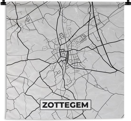 Wandkleed - Wanddoek - Zwart Wit – België – Plattegrond – Stadskaart ...