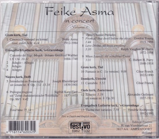 Feike Asma in Concert 2 - Feike Asma bespeelt diverse orgels, Feike ...