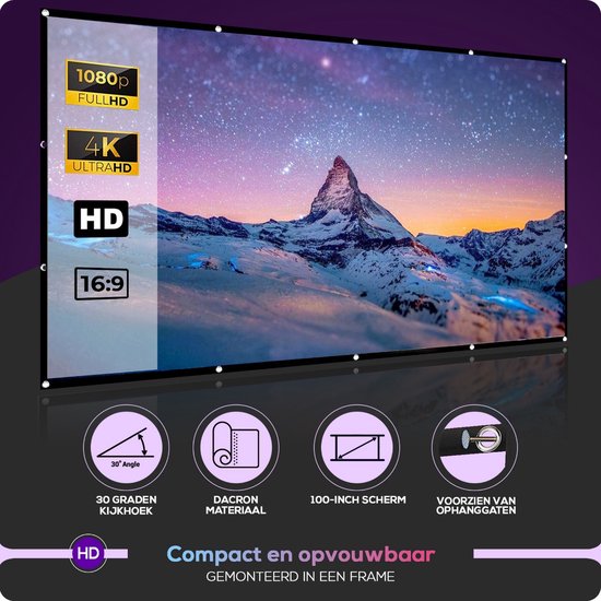 Mini Beamer - Projector Incl. Projectiescherm + Draagtas ...