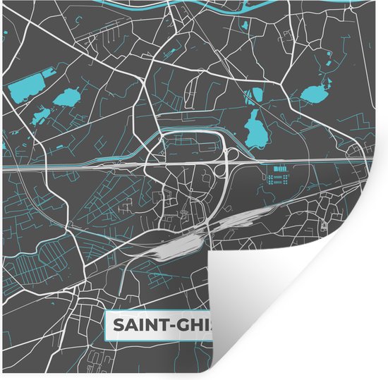 Muurstickers - Kaart – Plattegrond – Stadskaart – Saint Ghislain ...