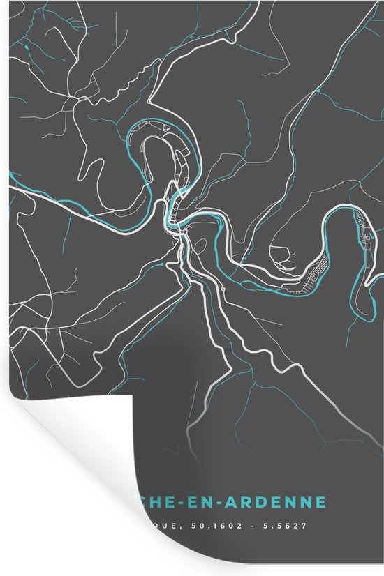 Muurstickers - Sticker Folie - Stadskaart – Grijs - Kaart – La Roche en ...