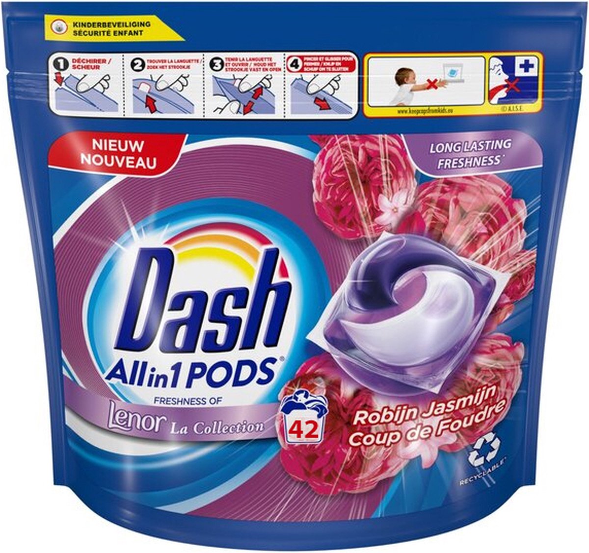 Dash & Lenor All-In-1 Pods Robijn Jasmijn 42 Wasbeurten | bol.com