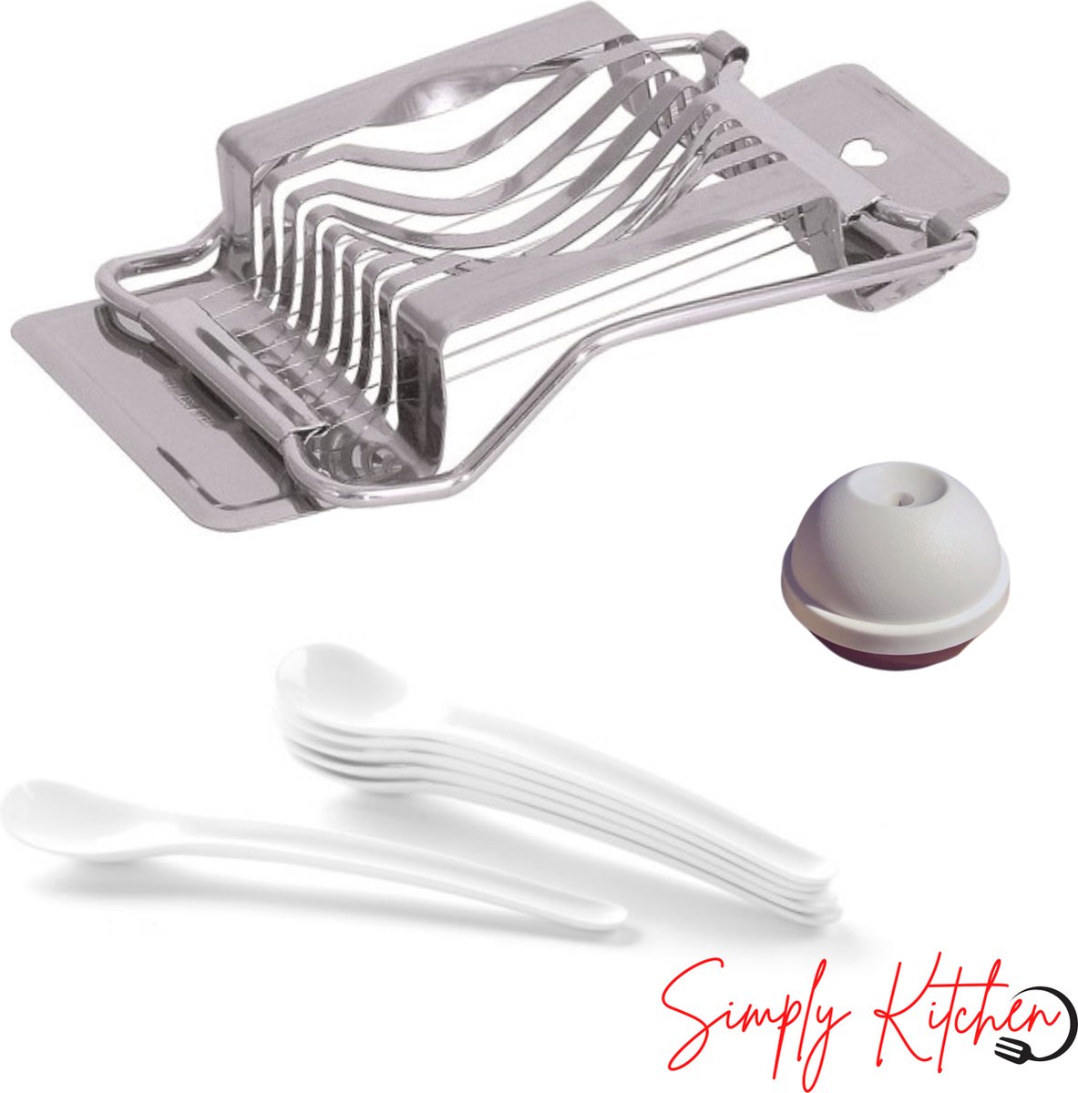 Simply Kitchen Eiersnijder Eierprikker en Eierlepeltjes set ...