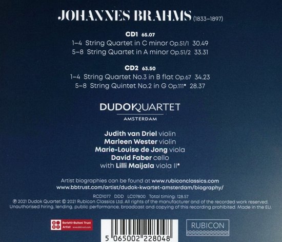 Dudok Quartet Amsterdam, Lilli Maijala - Brahms: The String Quartets ... Dudok Quartet Amsterdam, Lilli Maijala - Brahms: The String Quartets ...