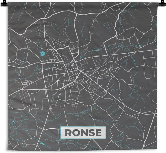 Wandkleed - Wanddoek - België – Ronse – Stadskaart – Kaart – Blauw ...