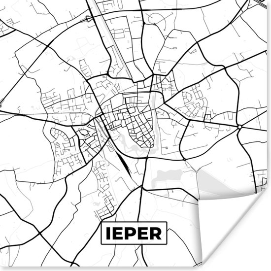 Poster België – Ieper – Stadskaart – Kaart – Zwart Wit – Plattegrond ...