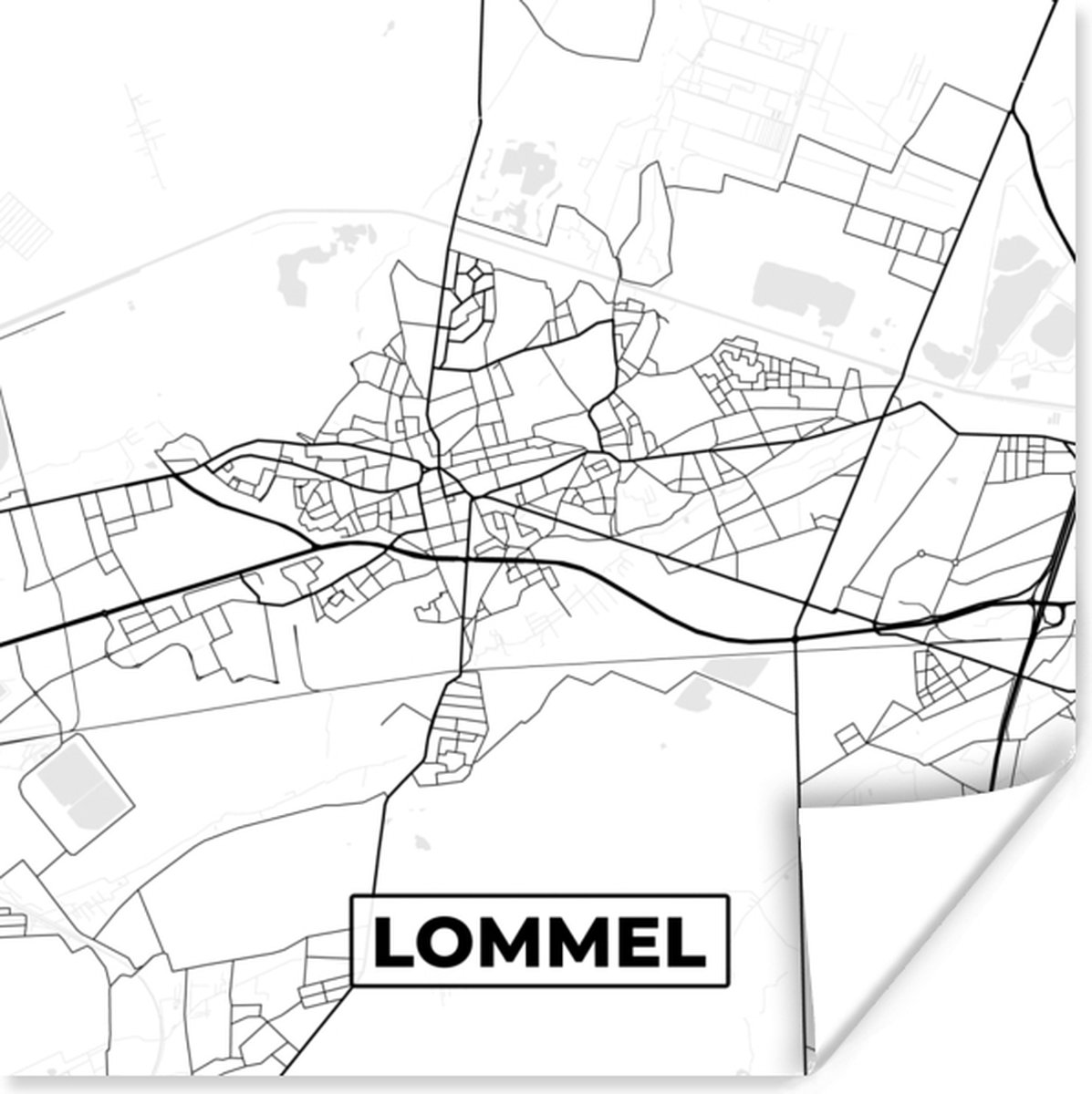 Poster België – Lommel – Stadskaart – Kaart – Zwart Wit – Plattegrond ...