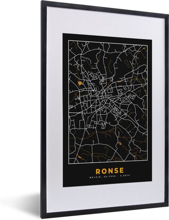 Fotolijst incl. Poster - Ronse - Kaart - Plattegrond - Goud ...