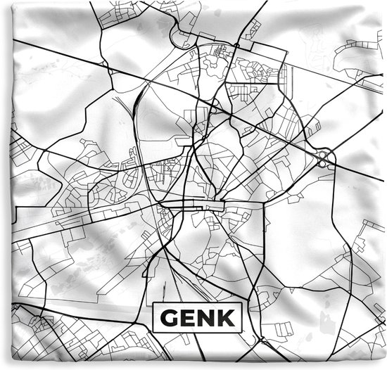 Kussenhoes 60x60 cm - Stadskaart – Plattegrond – België – Zwart Wit ...