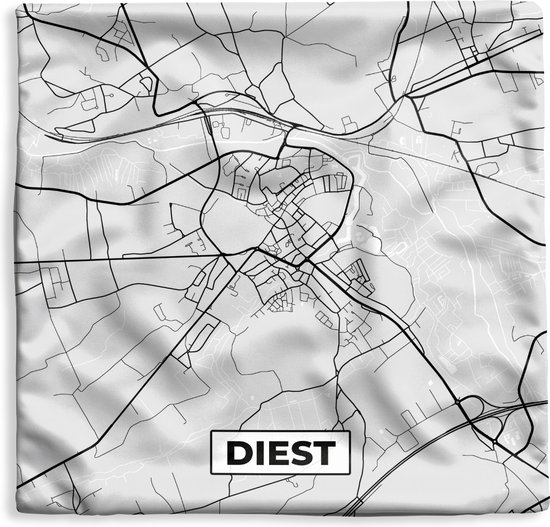 Kussenhoes 45x45 cm - België – Diest – Stadskaart – Kaart – Zwart Wit ...
