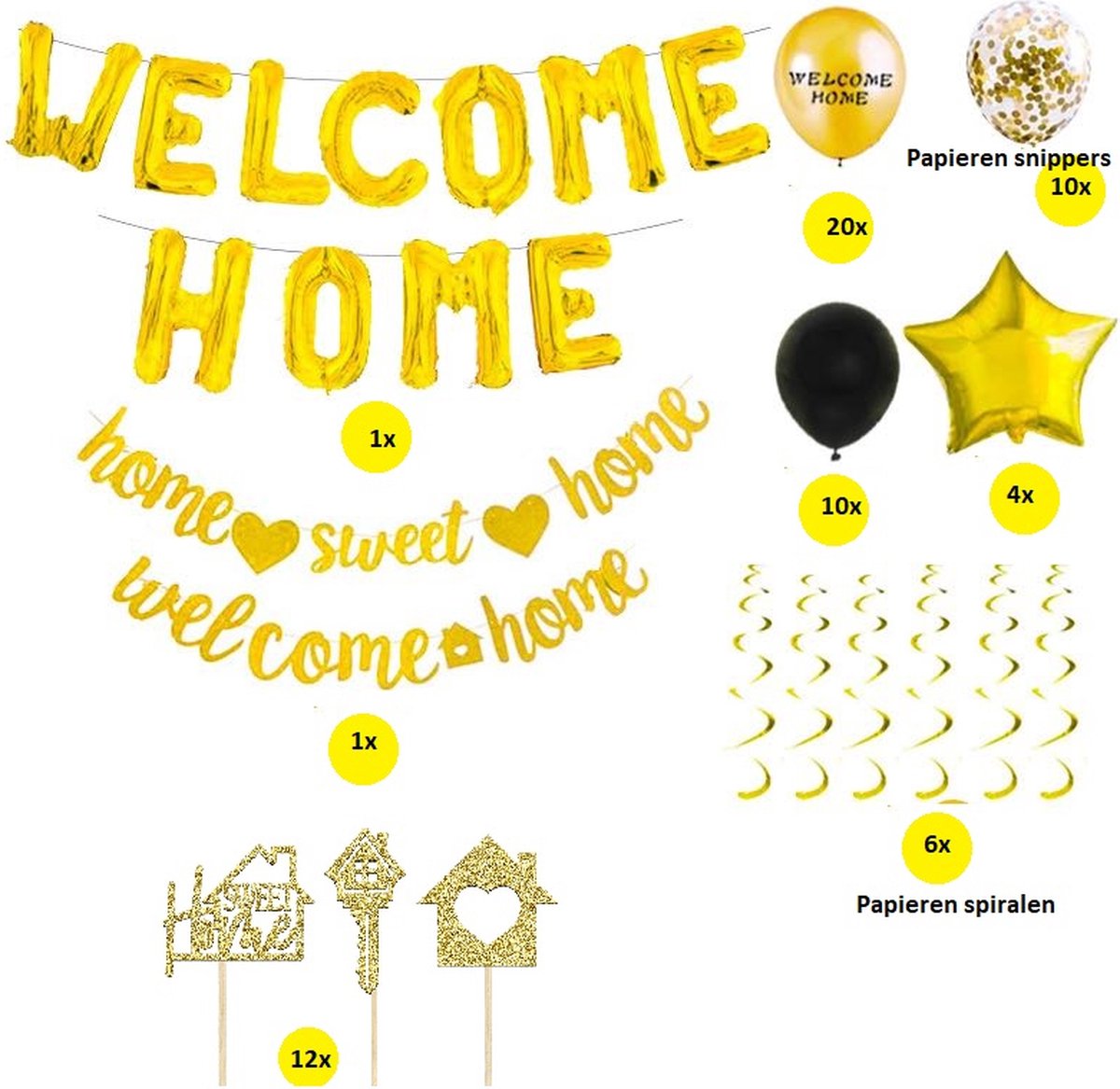 Goud Welkom Thuis Versiering - Welcome Home - Surprise Party Pakket ...
