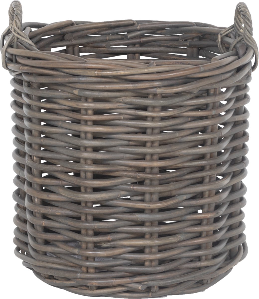 Opbergmand Rotan - Vergrijsd - Rond - Ø58x52cm - Groot - Het Mandenhuys ...