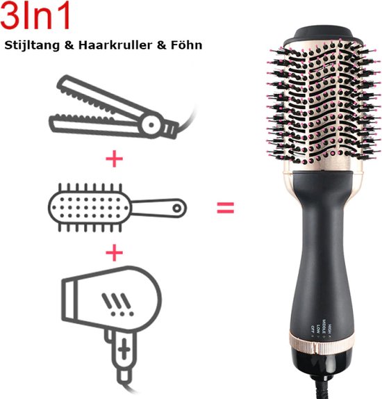 Föhnborstel - 3 In 1 Hot Air Brush - Fohn - Professionele Borstel Haar ...