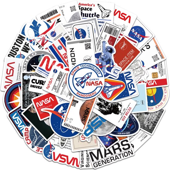 Nasa Stickers | 50 ruimtevaart stickers - voor laptop, ipad, telefoon ...