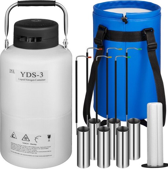 Vevor® Vloeibare Stikstof Tank 3L - Aluminium Stikstof Fles - Cryogene ...