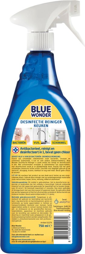 6x Blue Wonder Desinfectie Spray Keukenreiniger 750 ml | bol.com