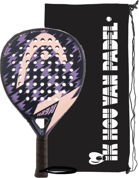 HEAD Flash padelracket - zwart / roze - met 'Ik hou van padel ...
