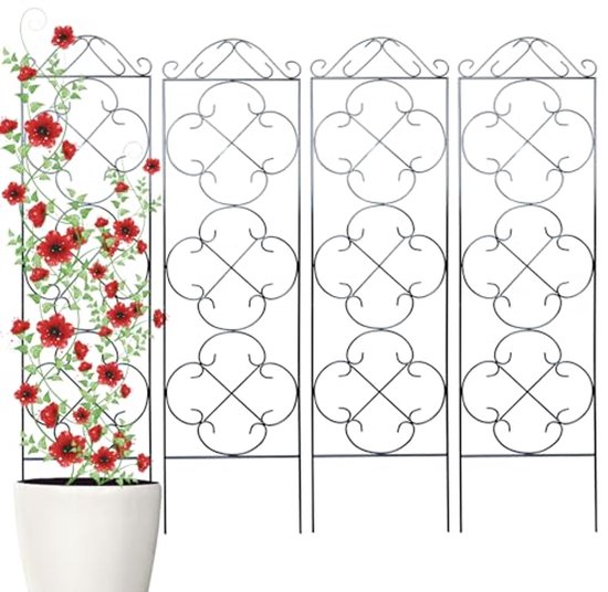 Metalen Tuin Trellis Set van 4 - 123 cm Hoog Klimplanten Support voor ...